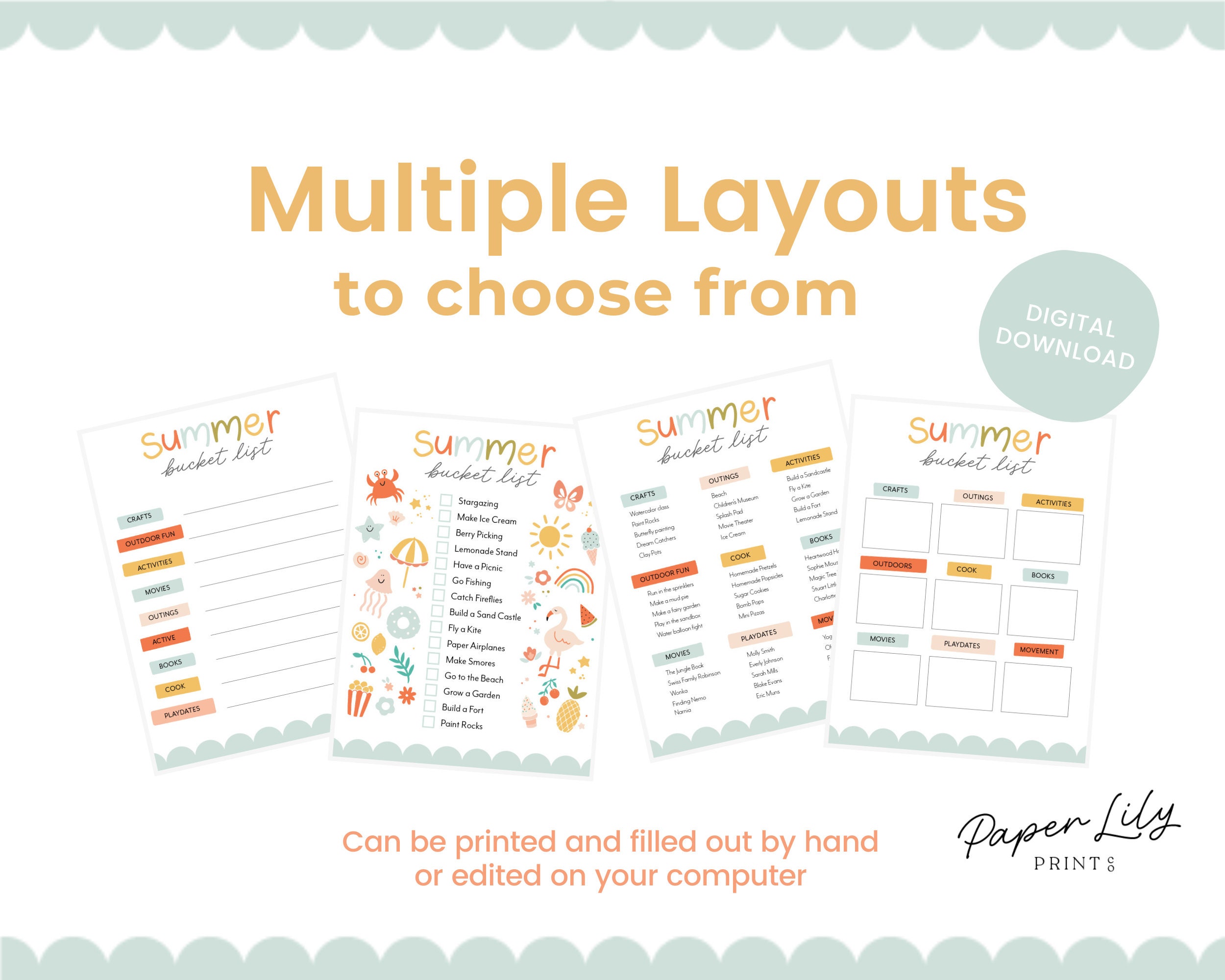 Summer Bucket List Printable, Editable Bucket List Template, Summer ...