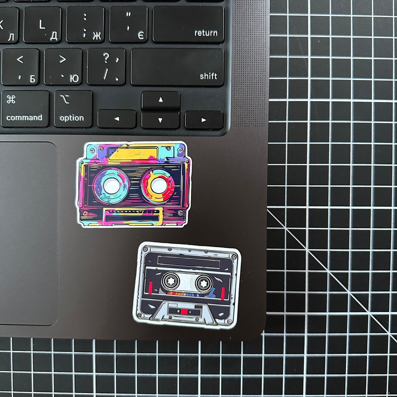 12 PCS Classic Cassette Tape Sticker Pack Laminated Old School Cassette ...