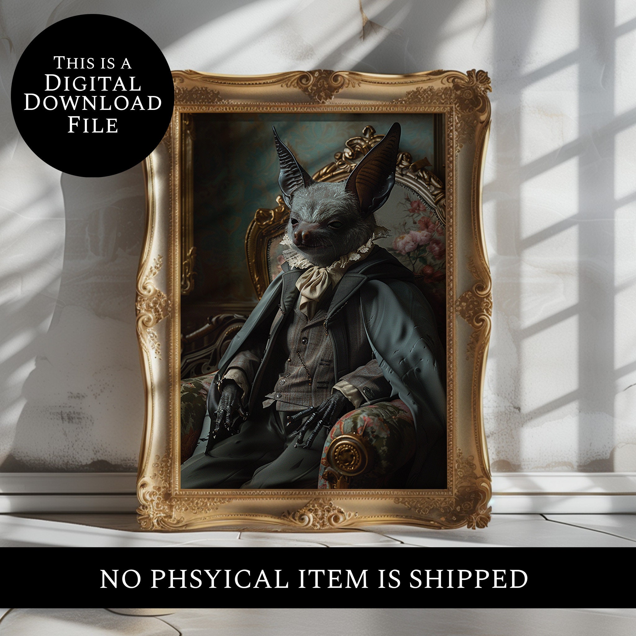 Vampire Bat Victorian Portrait, Cottagecore, Gothic Art, Halloween Art ...