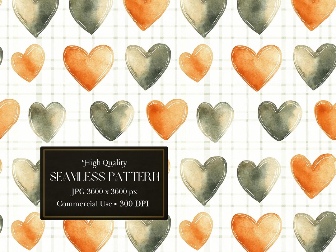 Watercolor Heart Seamless Pattern Digital Paper Valentines Day Pastel ...