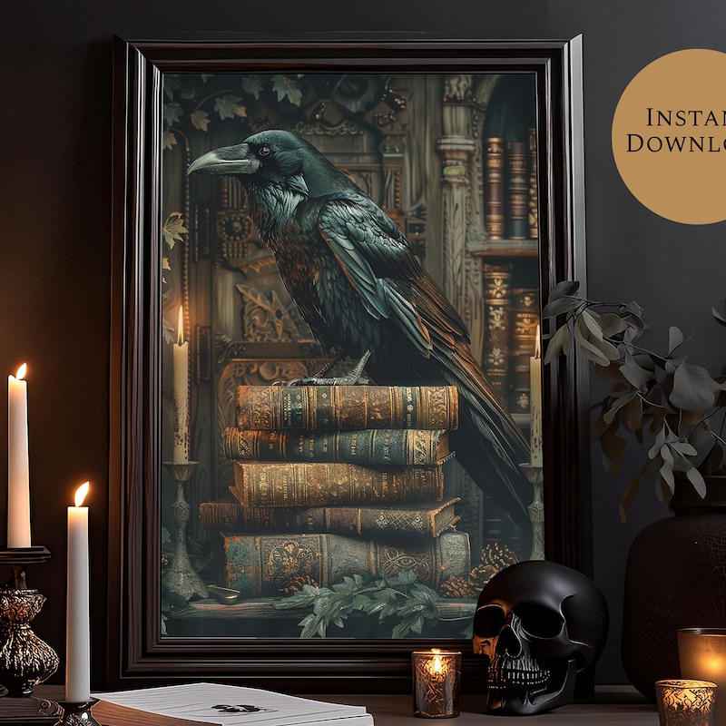 Moody Vintage Library Art - Etsy UK