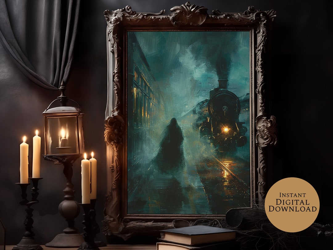 Haunted Train Spooky Decor, Ghost Art Print, Wall Art Printable, Print ...