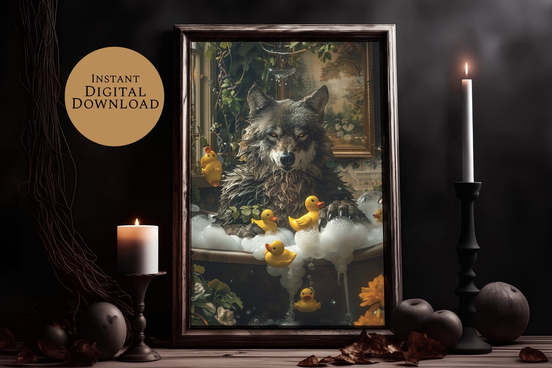 Werewolf Bathtub Quirky Wall Art Gothic Art Halloween Prints Halloween ...