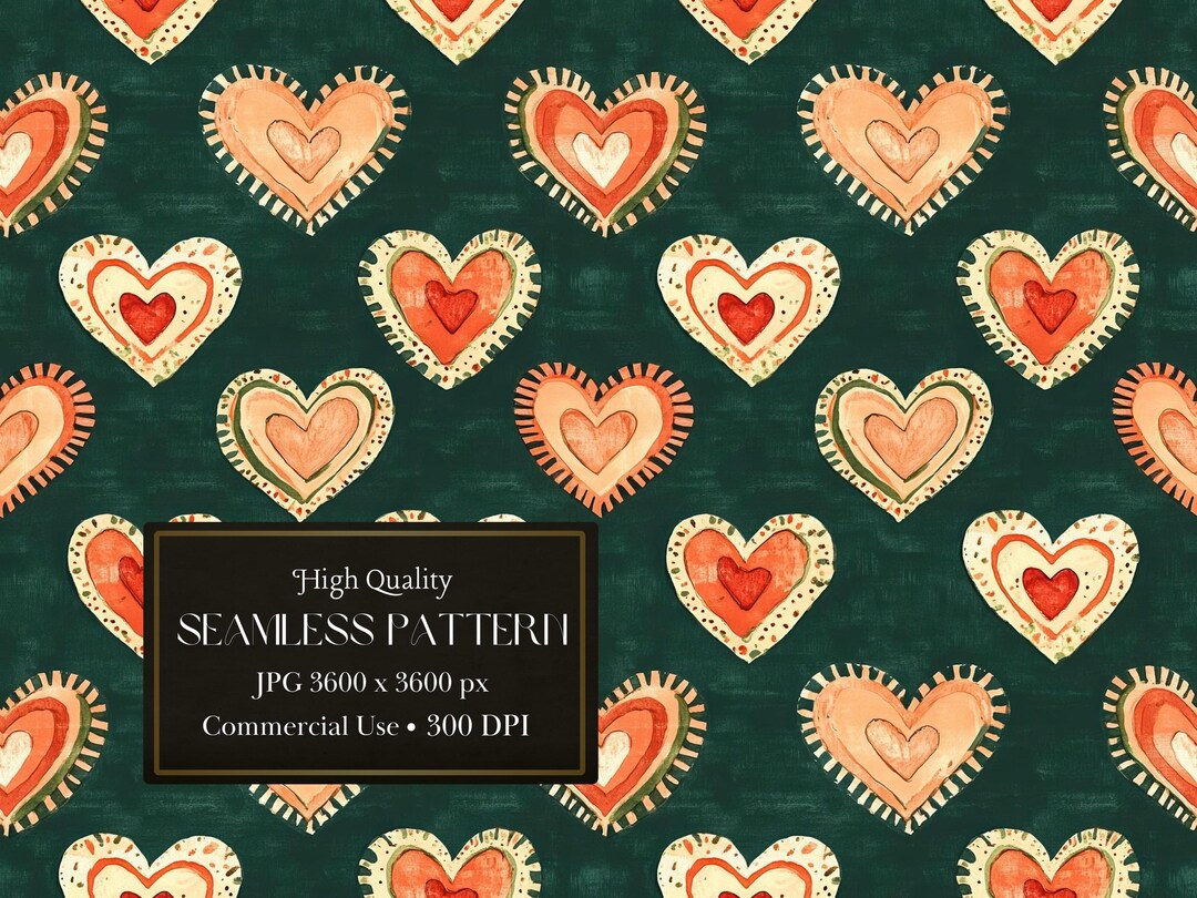 Valentine Hearts Pattern Digital Paper Pastel Hearts Seamless Design ...
