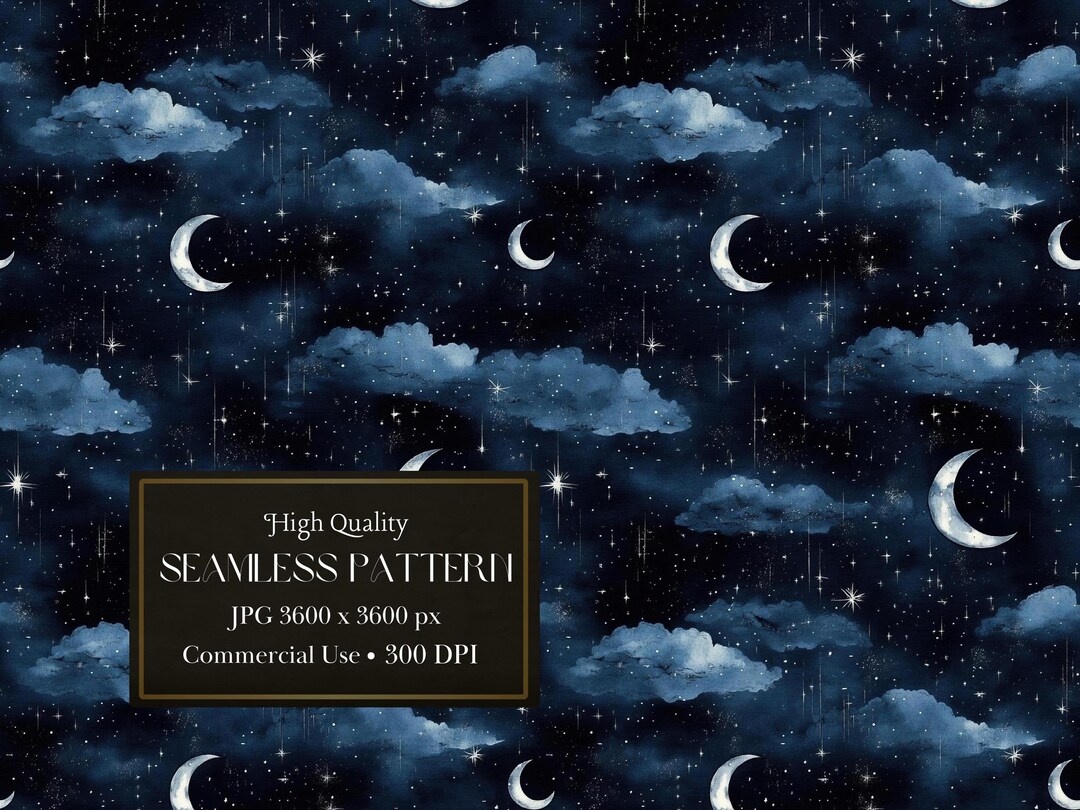 Celestial Night Sky Seamless Pattern Digital Wallpaper Mystical ...