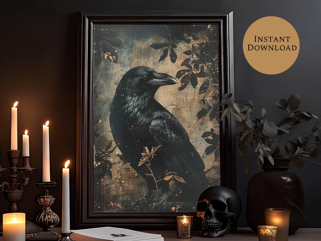 Raven Print Gothic Art Dark Academia Prints Downloads Gothic Art Dark ...