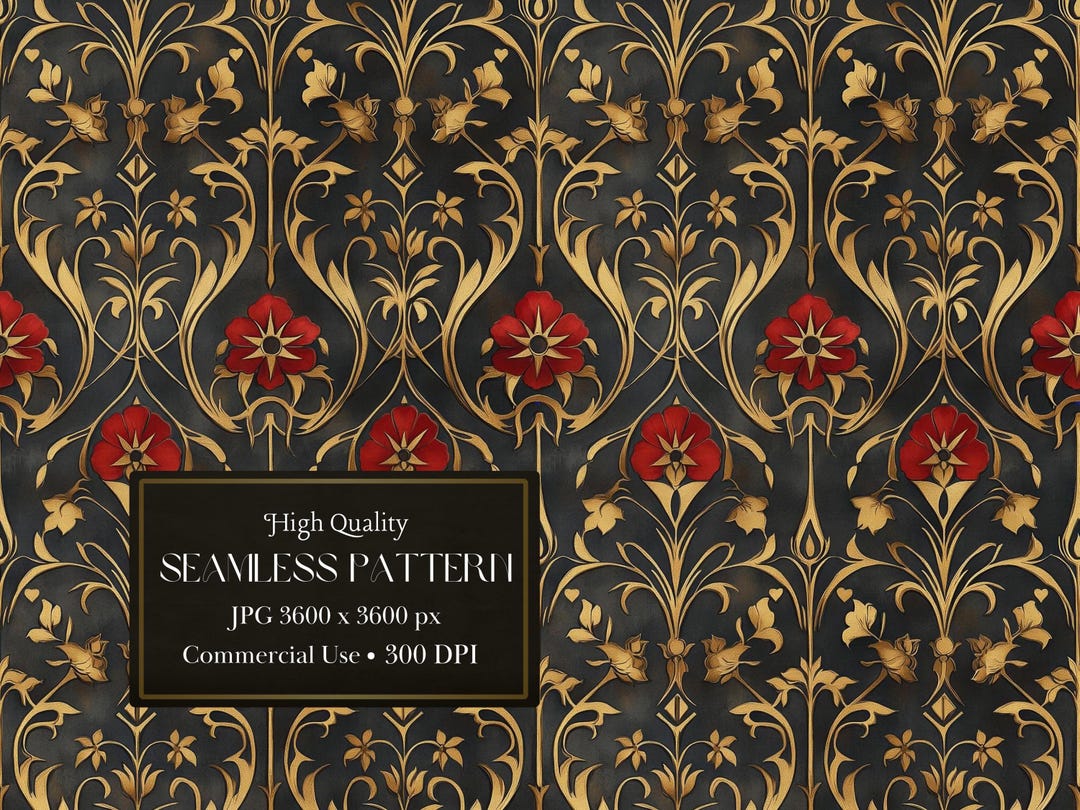 Dark Gothic Victorian Seamless Pattern With Floral Repeating Design for ...