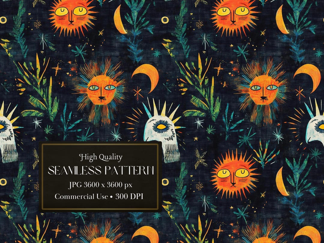 Celestial Witchy Wallpaper With Sun Moon Mystical Elements Dark ...