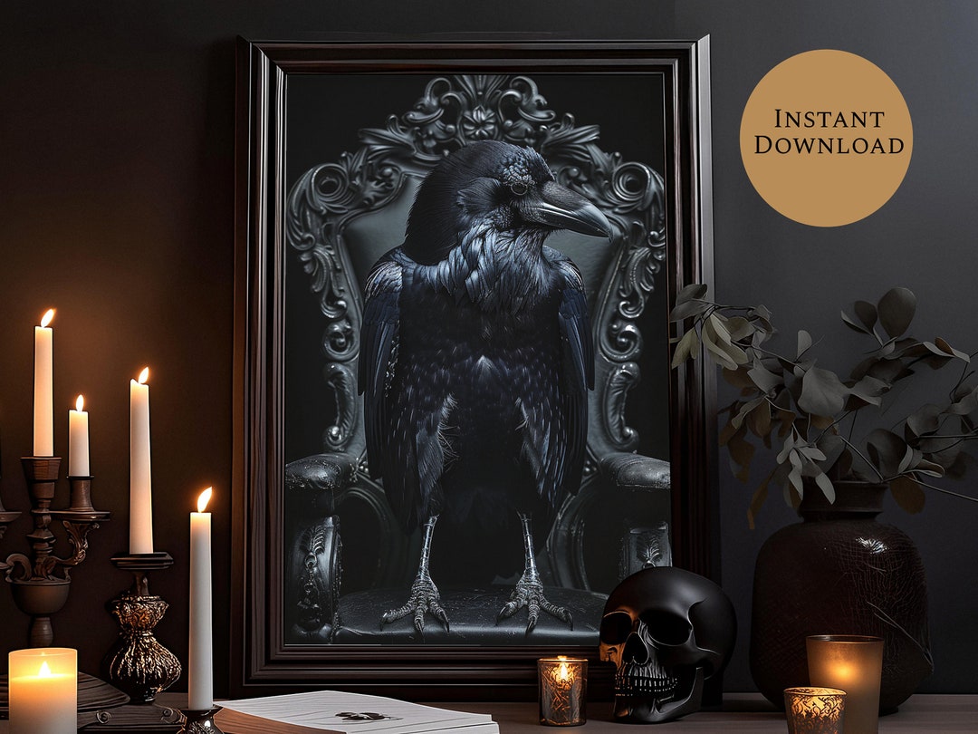 Raven, Throne Vintage Poster Painting, Digital Poster, Oil Painting - Etsy