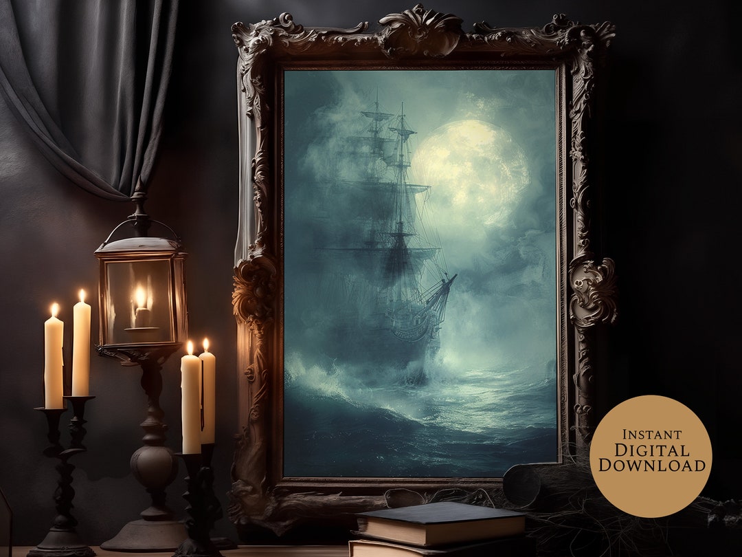 Ghost Ship Sailor Scary Ocean,spooky Digital Art | Prints | Witch Gifts ...