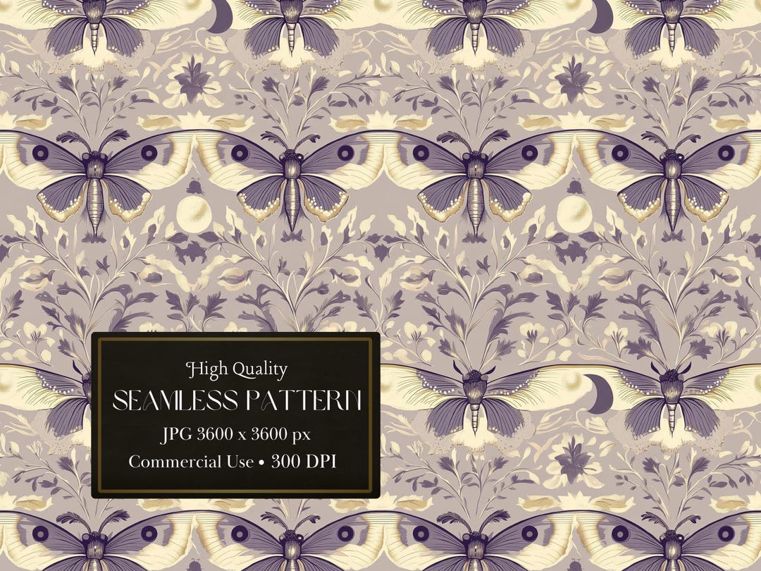 Mystical Seamless Luna Seamless Pattern Moth Pattern With Dark Botanical Celestial Wallpaper ...