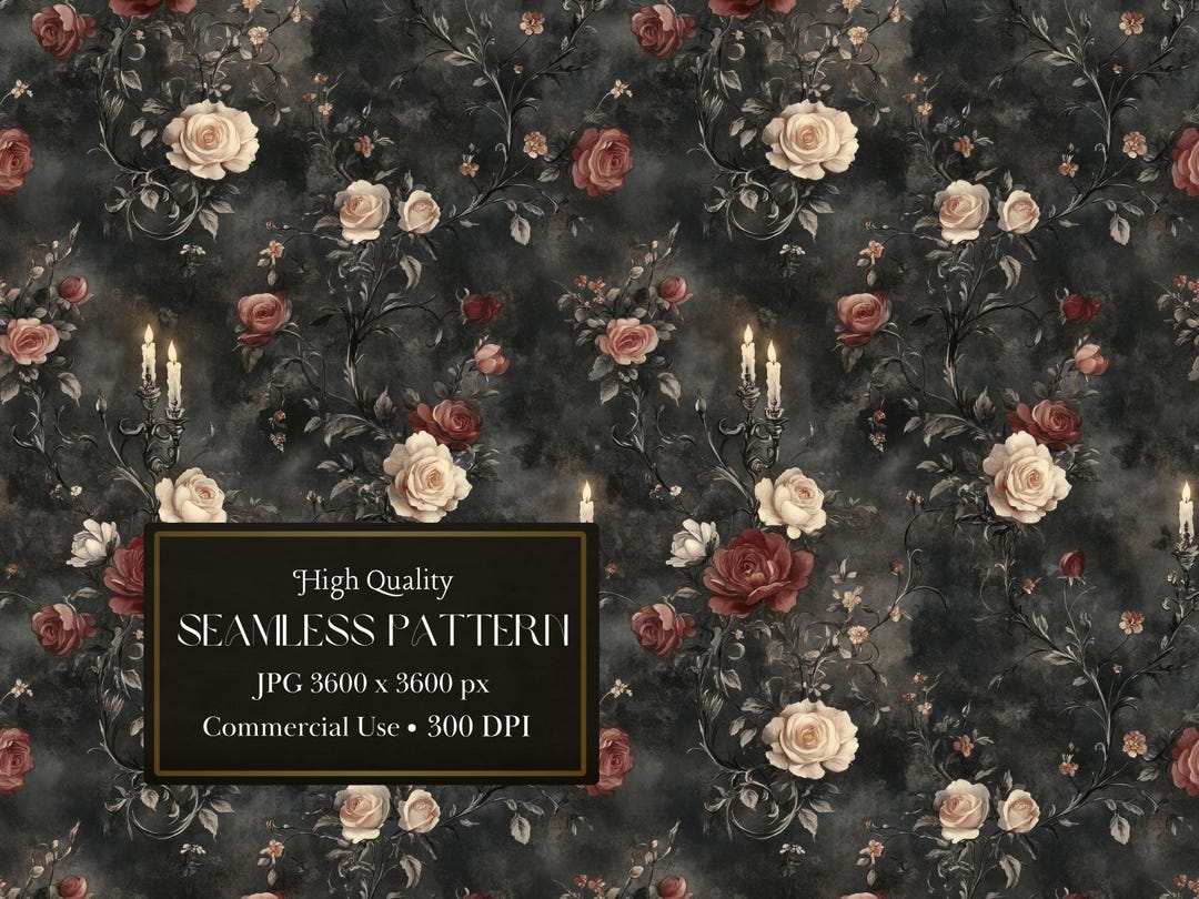 Dark Gothic Victorian Floral Seamless Pattern Dark Botanicals Vintage ...
