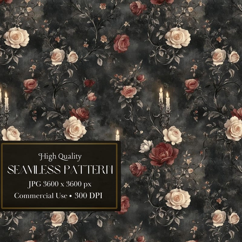 Vintage Dark Botanical Fabric - Etsy