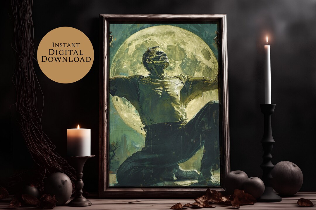 Frankenstein Yoga Warrior Pose Digital Poster Art Print Gift for Her ...