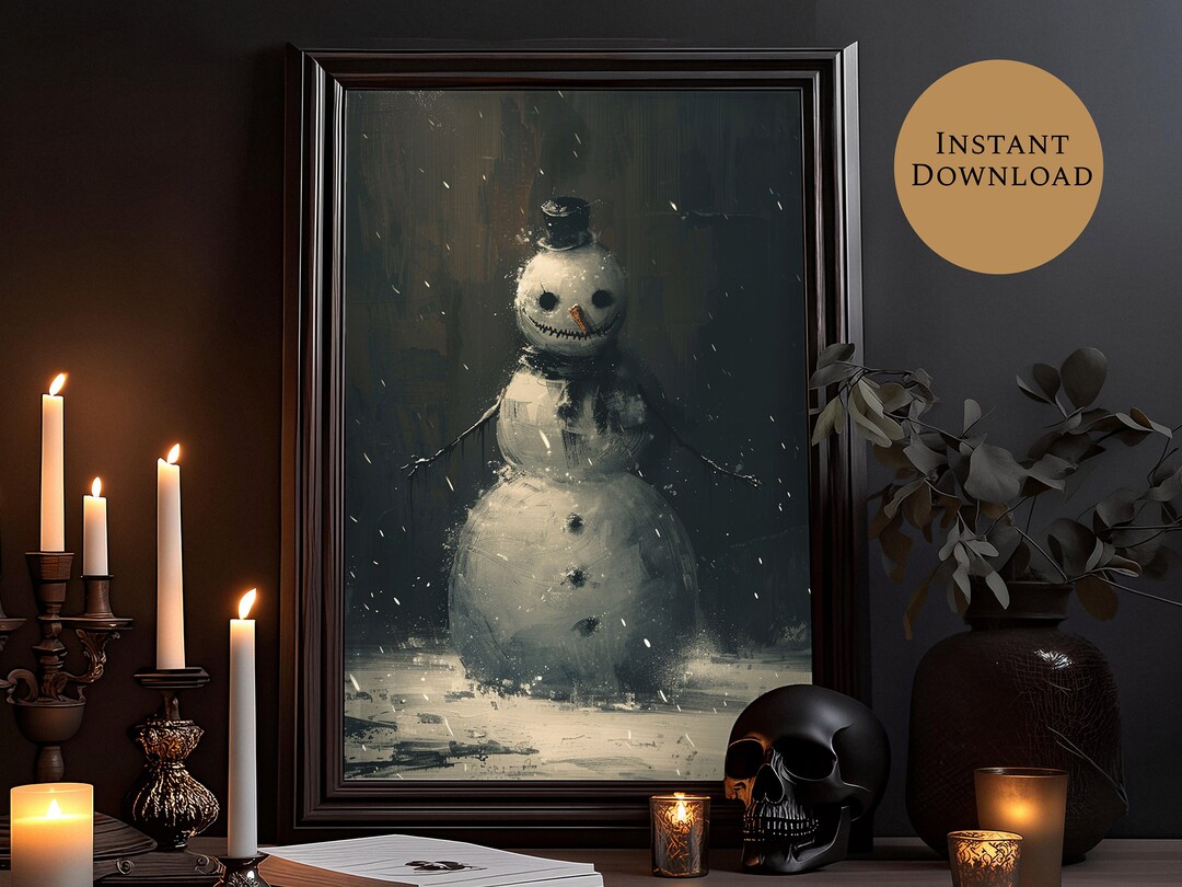 Creepy Snowman Digital Art Spooky Christmas Christmas Decor, Snowman ...