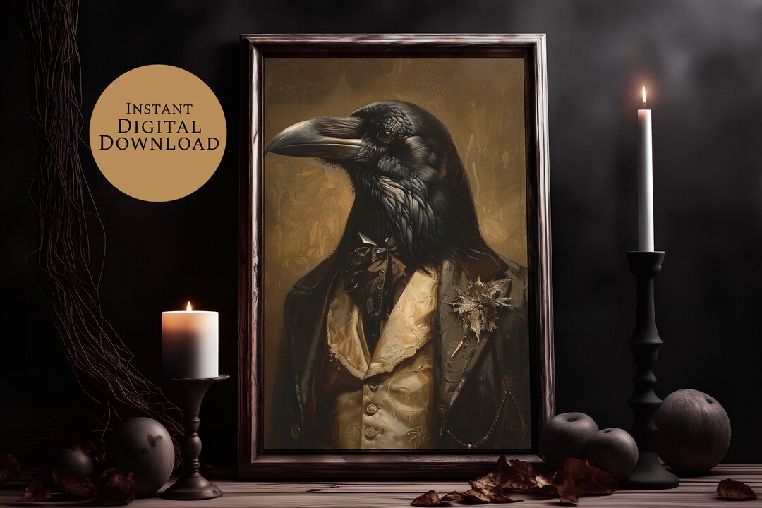 Raven Print Raven Oil Painting Gothic Painting, Oil Painting Victorian ...