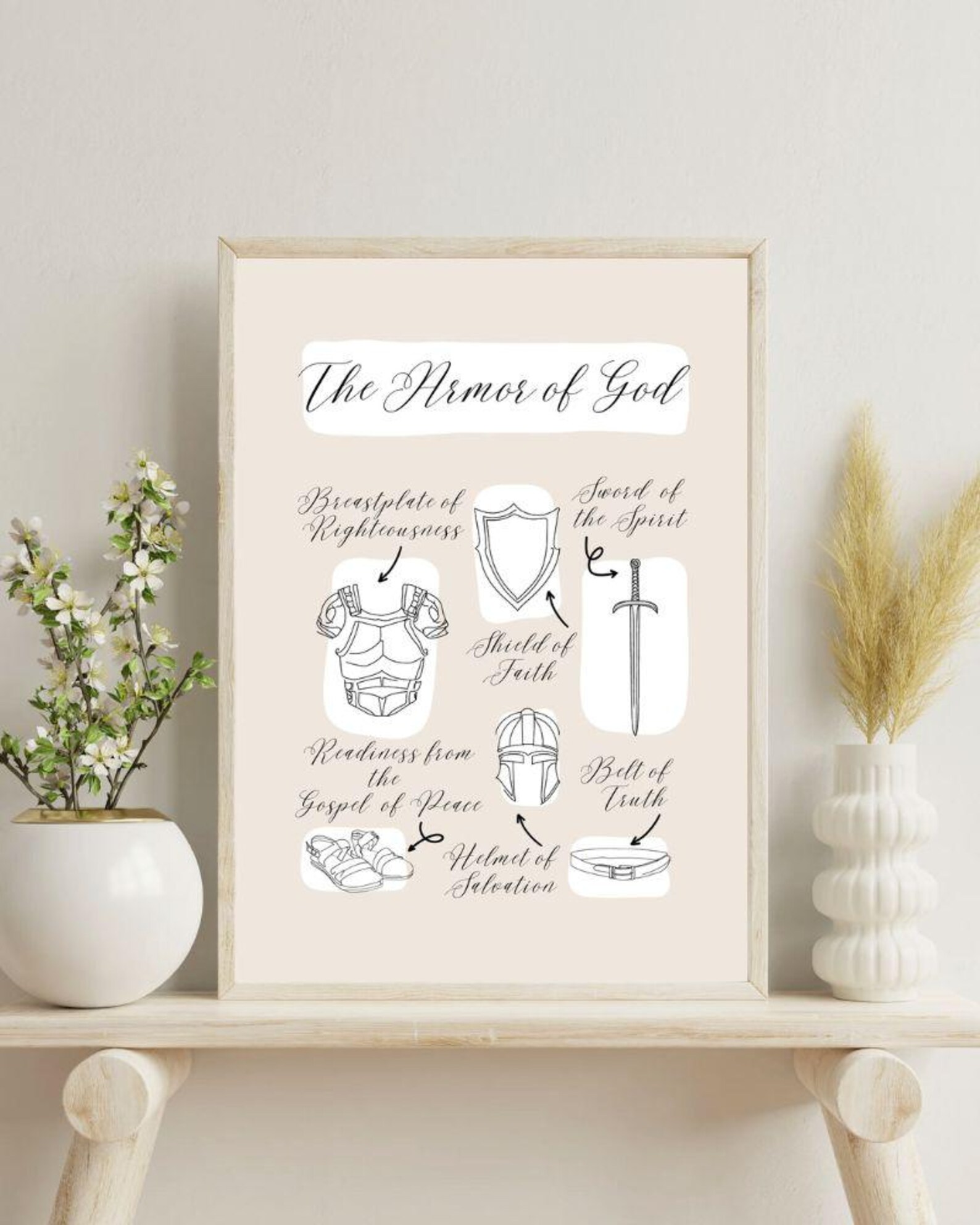 Armor of God Wall Art, Bible Verse Art, Home Decor, Christian Art Print ...
