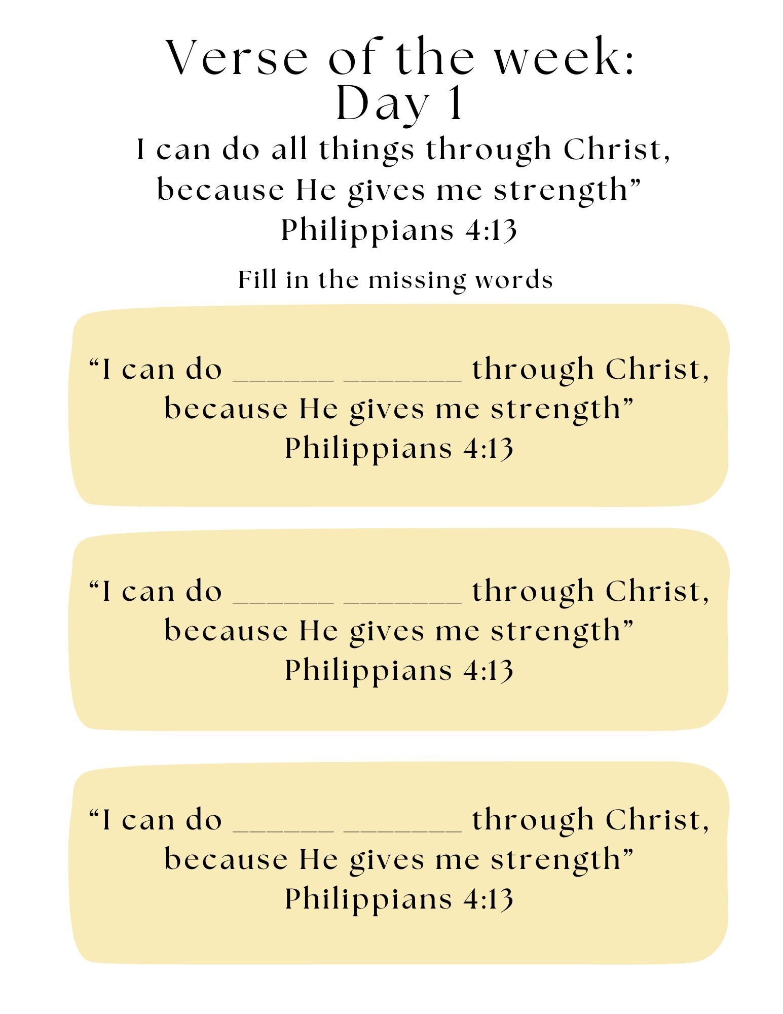 Bible Memory Verse for Kids and Adults, Philippians 4:13, Memory Verse ...