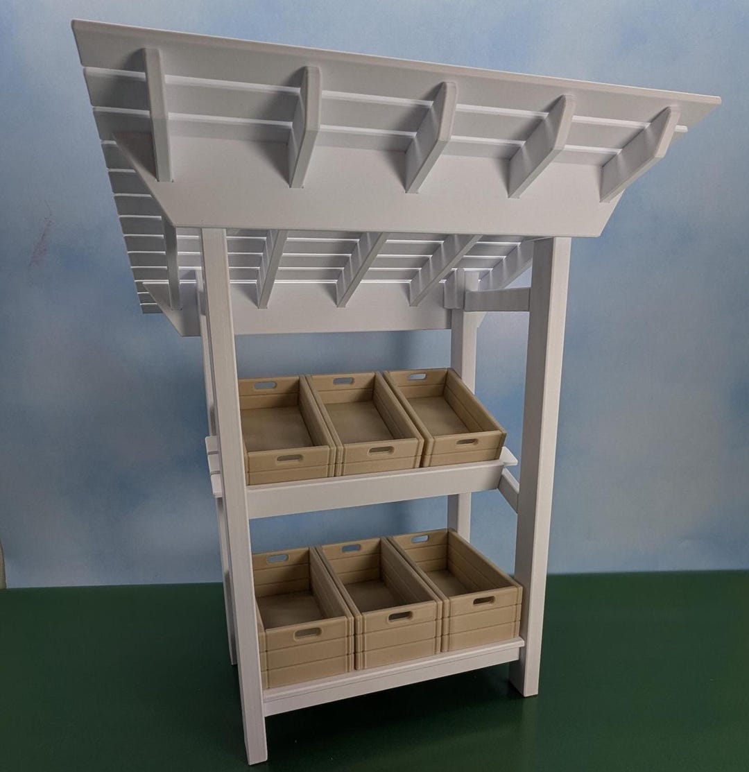 1:6 Scale Mini Farmers Market Stand With Crates - 13" Tall - Etsy