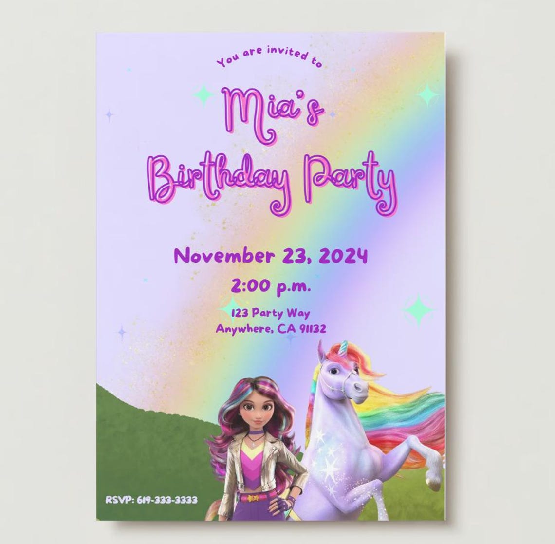 Animated Unicorn Academy Birthday Invitation - Etsy