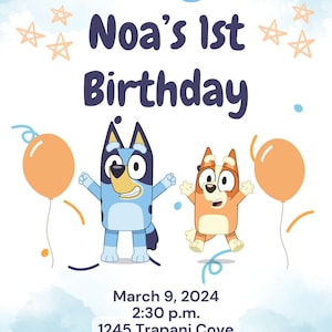 Neutral Bluey Birthday Invitation - Etsy