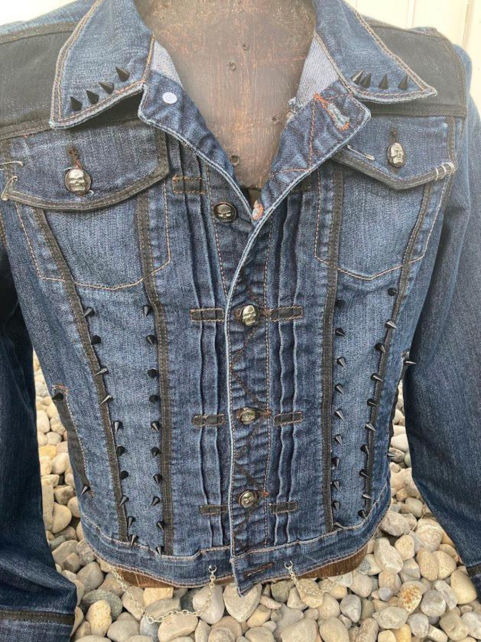 Denim Spike Riveted Jacket - Etsy