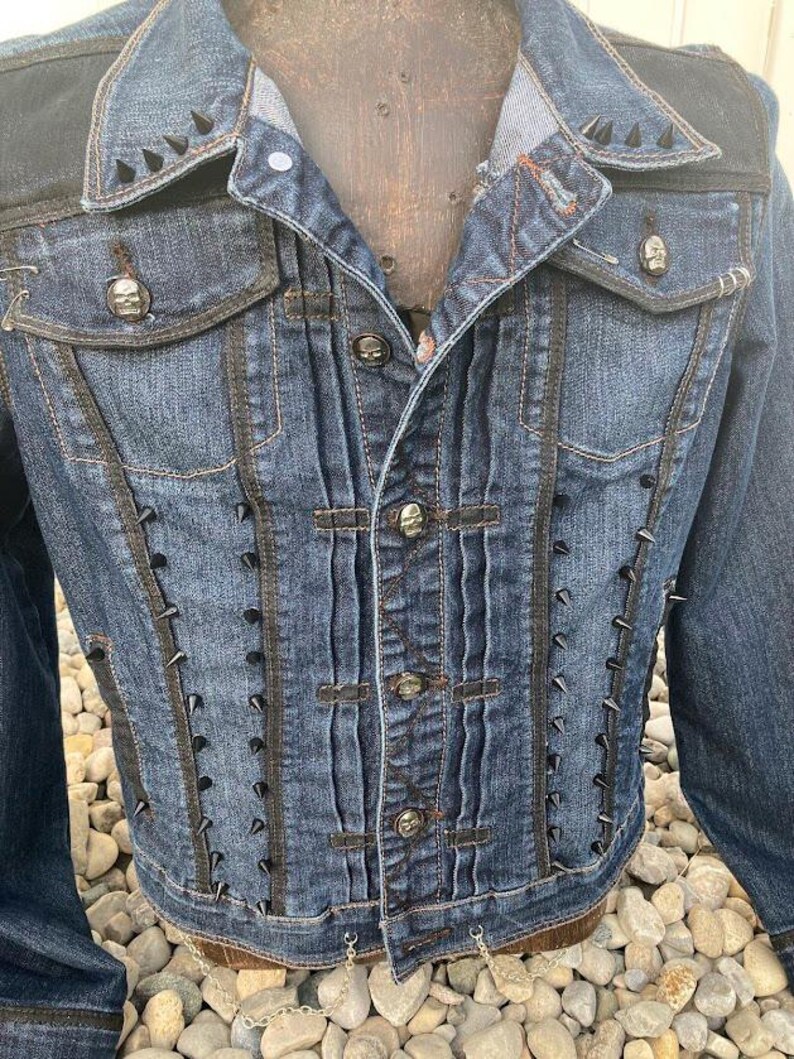 Denim Spike Riveted Jacket - Etsy
