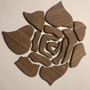 Handmade Rose Flower Pattern Wood Rose Wall Art Hanging Decor Black ...