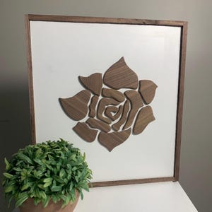 Handmade Rose Flower Pattern Wood Rose Wall Art Hanging Decor Black ...