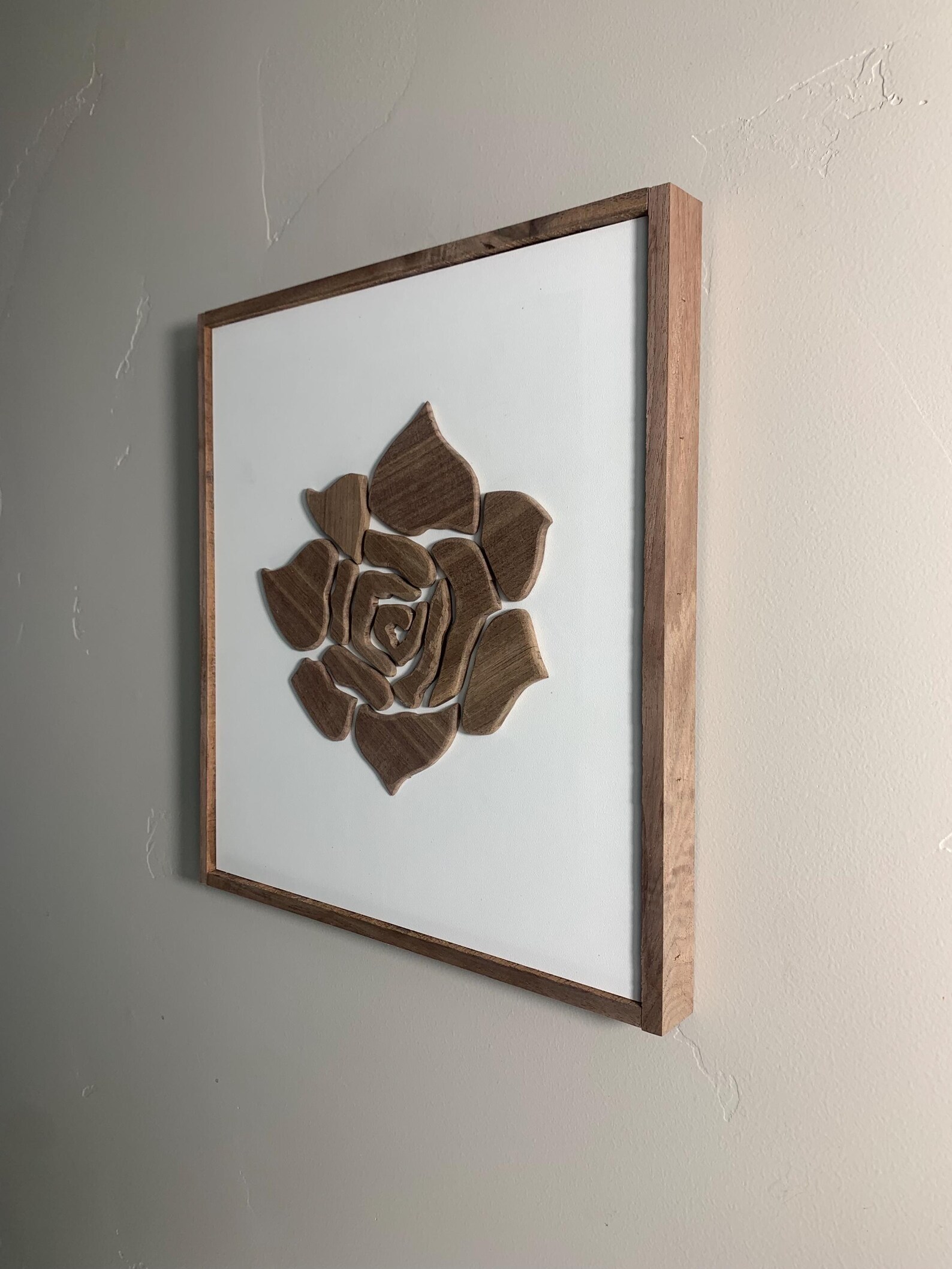 Handmade Rose Flower Pattern Wood Rose Wall Art Hanging Decor Black ...