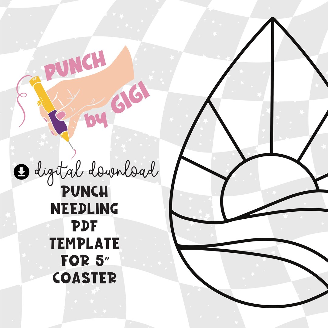 Ocean Sun Punch Needle Pattern: Mug Rug Template (PDF Download) - Etsy