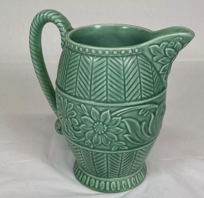 Falcon Ware Sylvac Jug 360 Green 16cm Pitcher Vase Vintage Floral ...