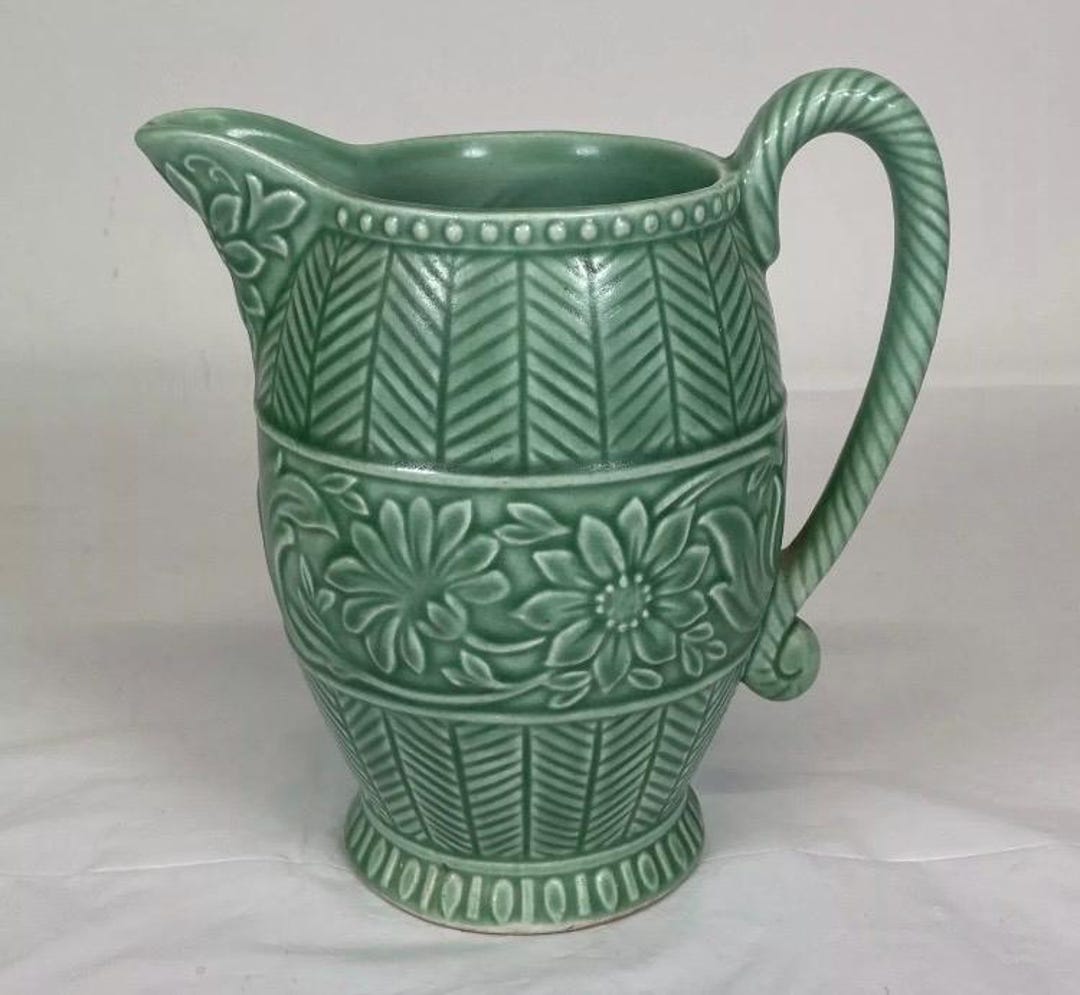 Falcon Ware Sylvac Jug 360 Green 16cm Pitcher Vase Vintage Floral ...