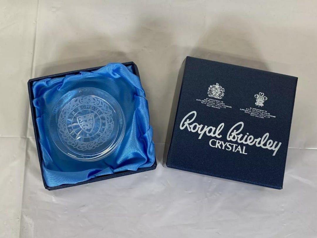Glass Paperweight Football Royal Brierley English Schools F.A Boxed ...