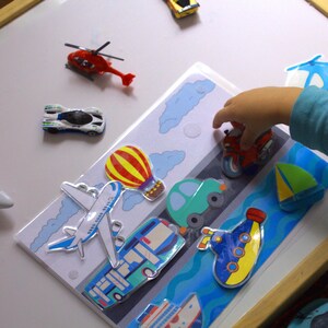Transportation Busy Book Pages | Toddler Car Activities | Land Water ...