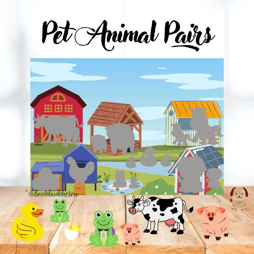 Interactive Animal Matching Game, Farm Animals, Babies & Shadows ...