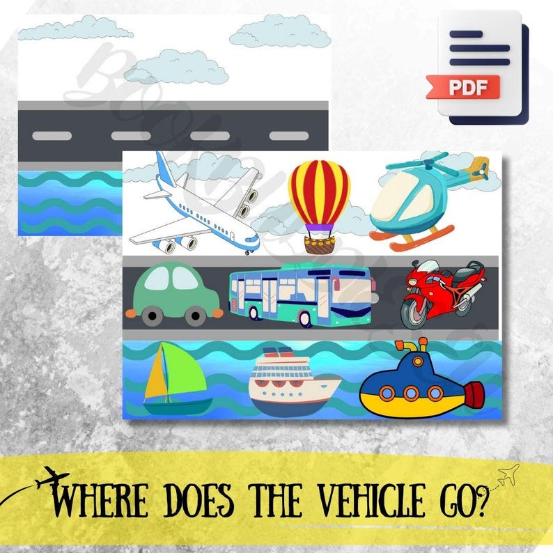 Transportation Busy Book Pages | Toddler Car Activities | Land Water ...