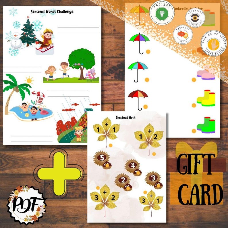 Autumn - Educational Flashcards, Preschool Set for Toddlers, Learning ...