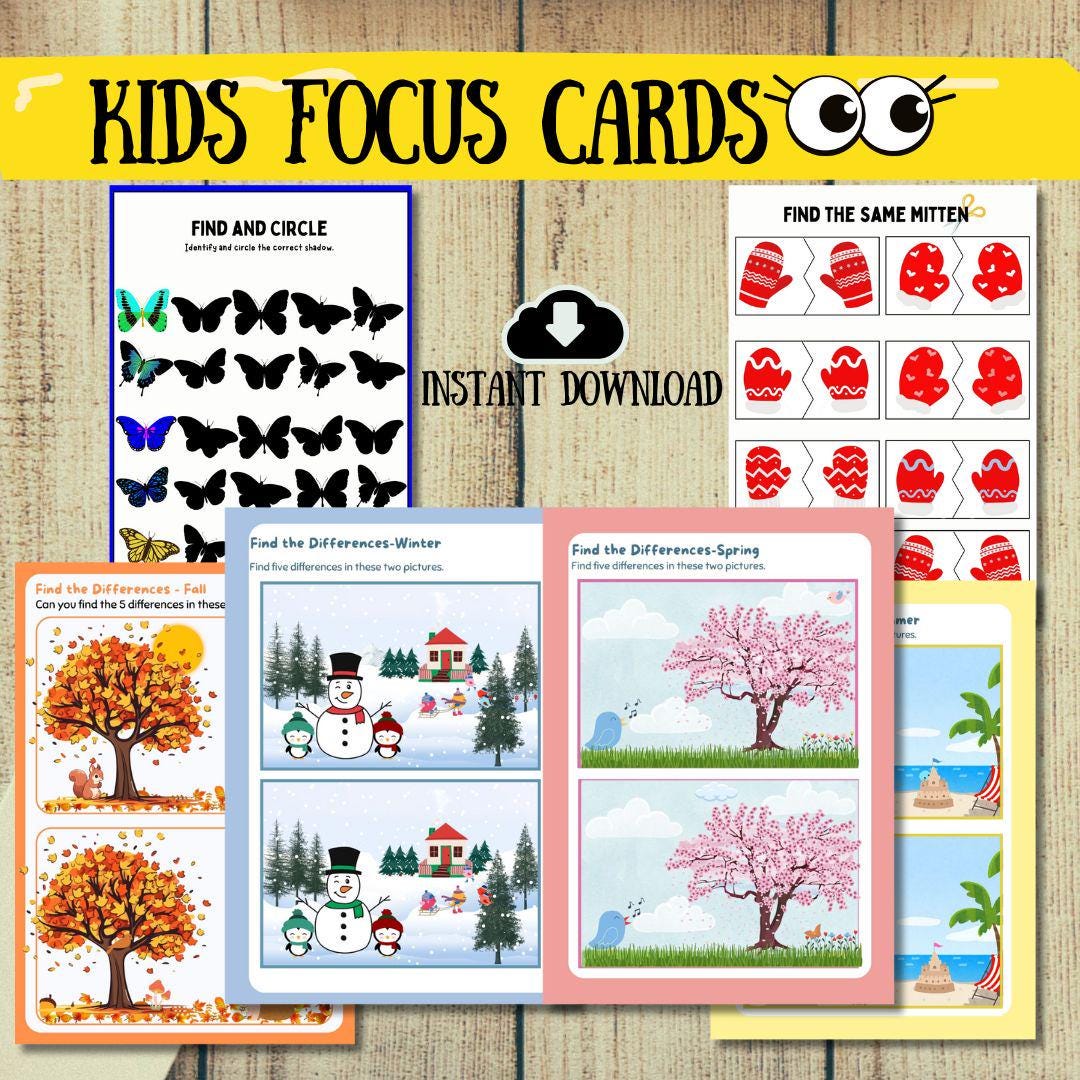 Kids Activity Cards | Seasonal Spot the Difference & Shadow Match Games ...