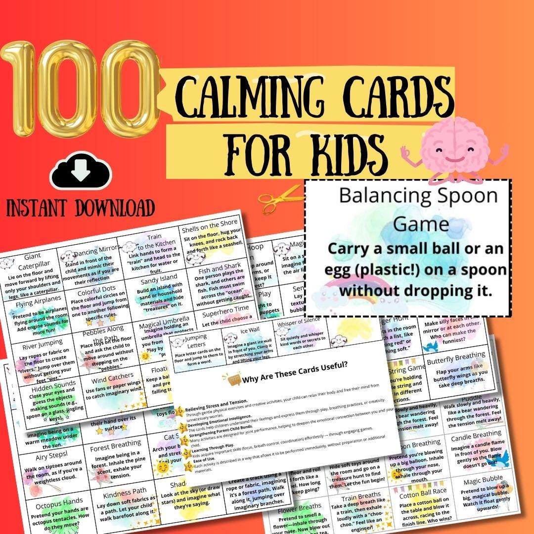 100 Calming Activity Cards for Kids – Printable Digital Download - Etsy