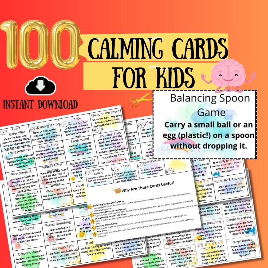 100 Calming Activity Cards for Kids – Printable Digital Download - Etsy