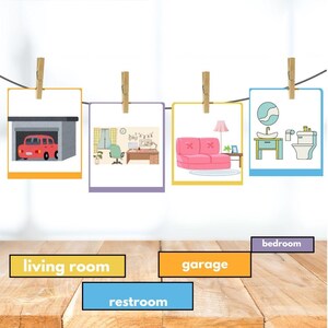 47 Printable English Flashcards home and Bedroom Vocabulary montessori ...