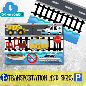 Transportation Busy Book Pages | Toddler Car Activities | Land Water ...