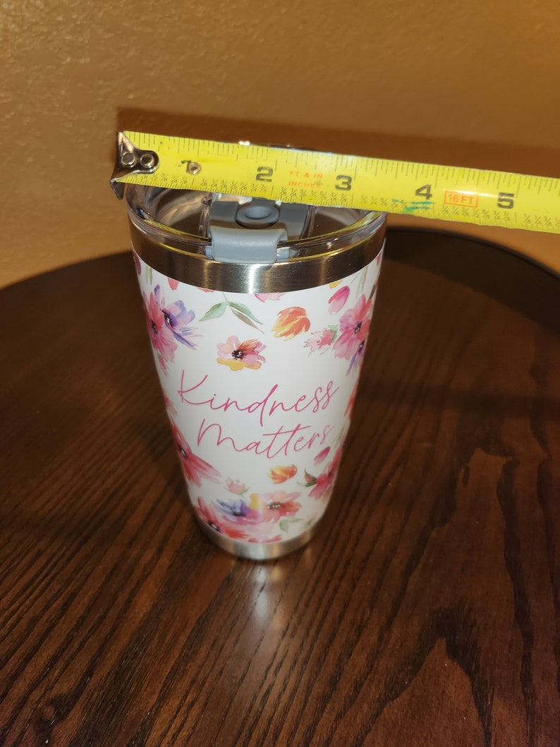Pink Floral Kindness Matters Tumbler Mug - Etsy