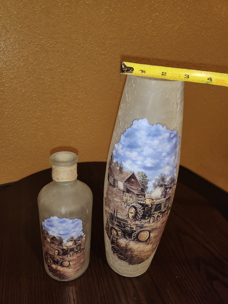 Rustic Farmhouse Frosted Glass Vases set of 2 - Etsy