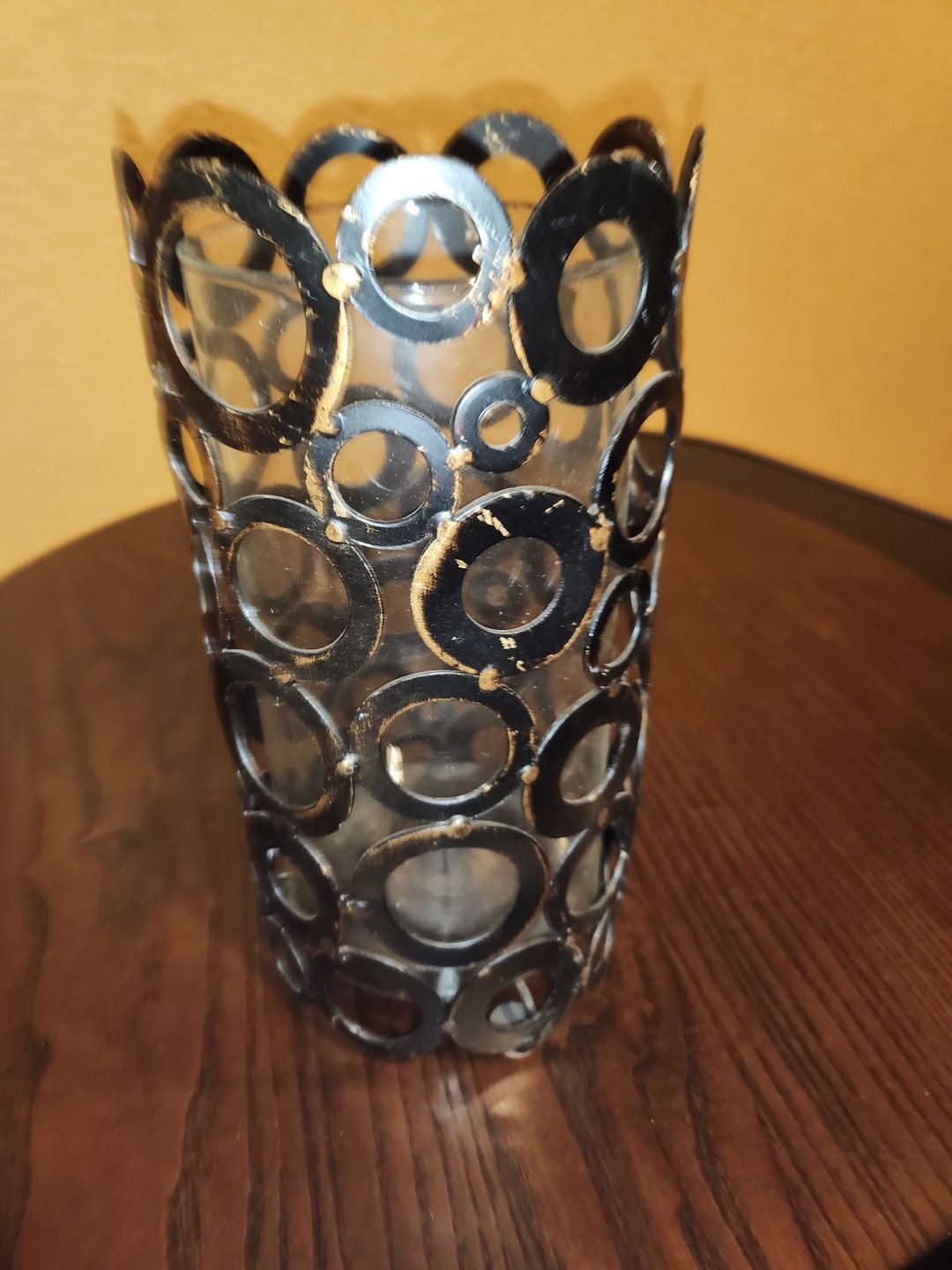 Decorative Rustic Metal Glass Vase - Etsy