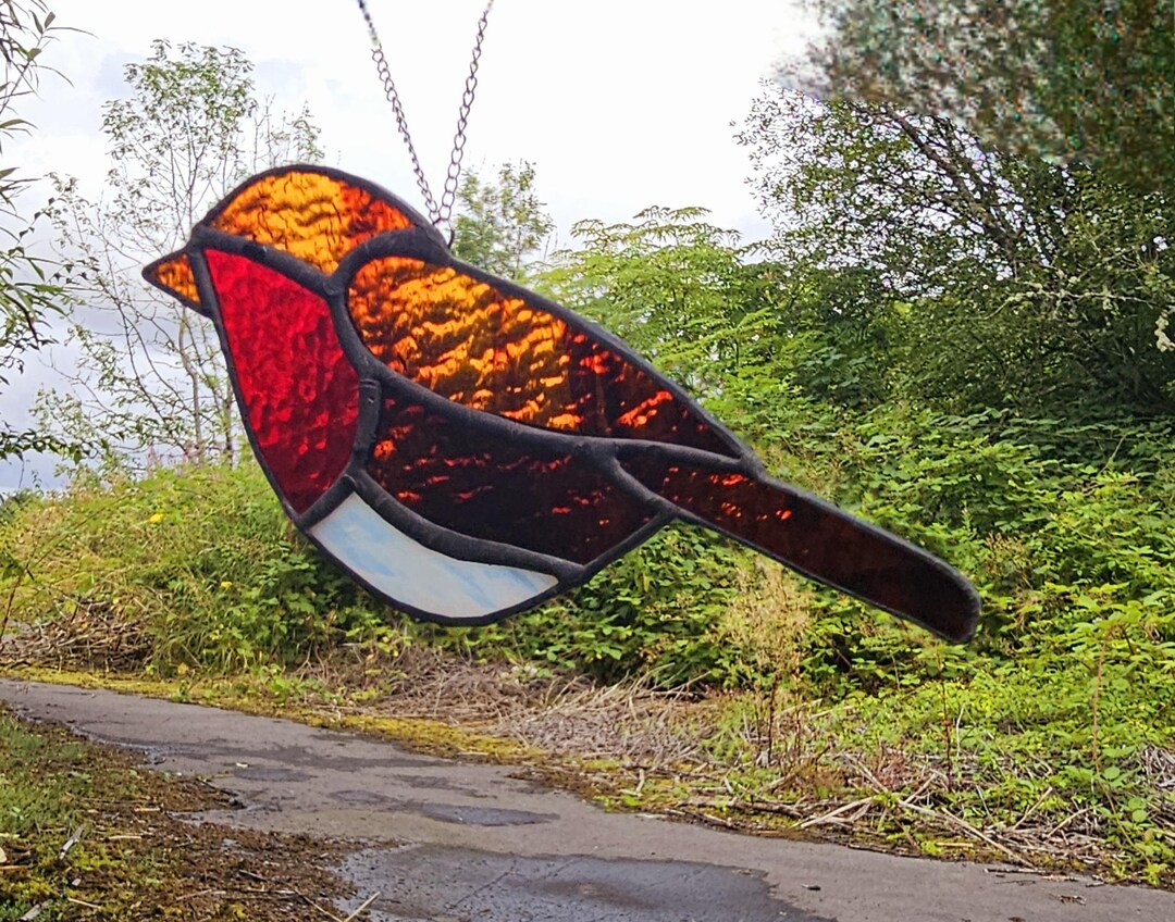 Handmade Genuine Stained Glass Robin Suncatcher Made in Wales - Etsy