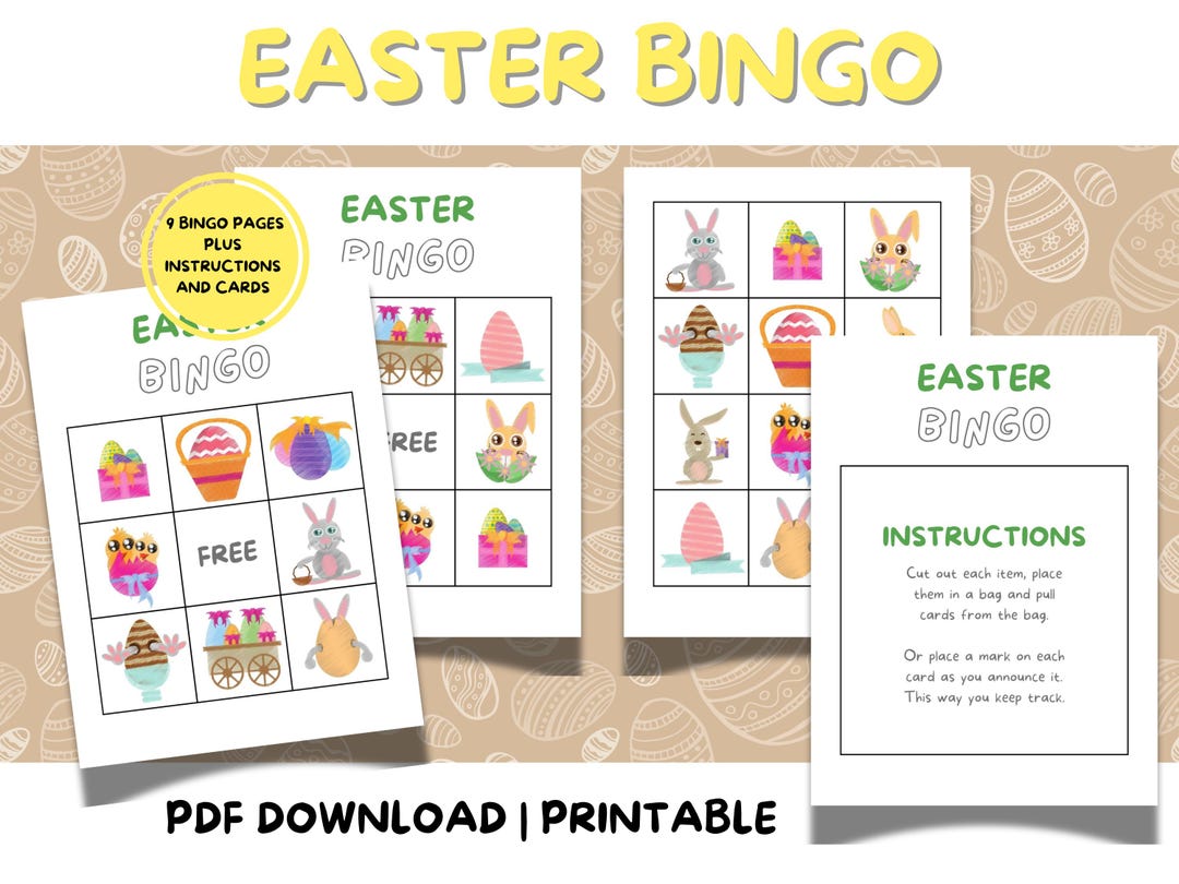 Kids Easter Bingo Printable Easter Activity for Kids Easter Party Game ...
