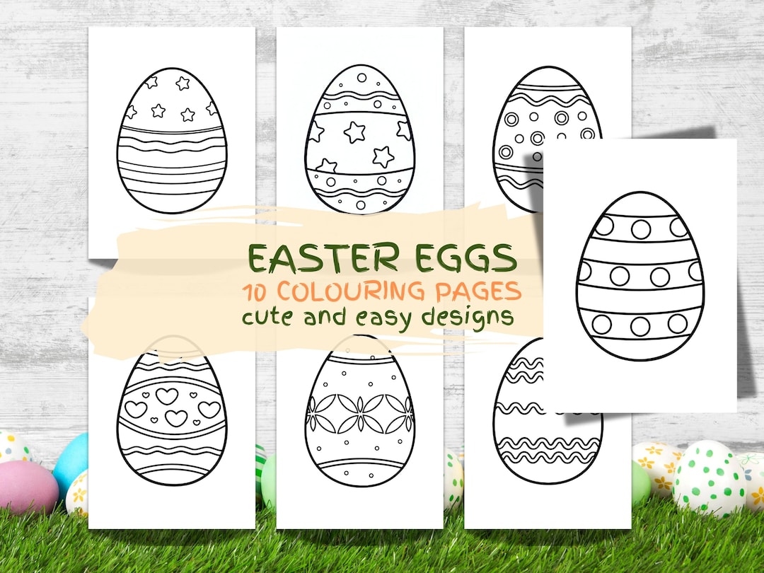 10 Colouring Pages Easter Egg, Coloring Book Printable Kids Crafts ...