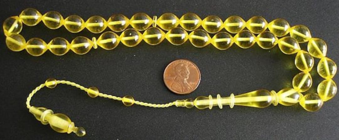 Prayer Worry Beads Tesbih GOLD Turkish Amber Catalin - SUPERIOR CARVING ...